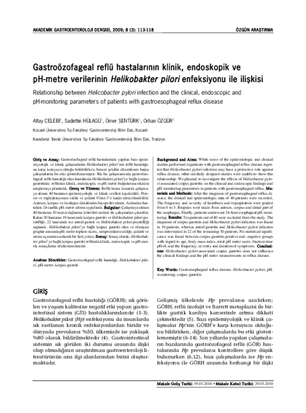 (PDF) Gastroözofageal reflü hastalarının klinik, endoskopik ve pH-metre ...