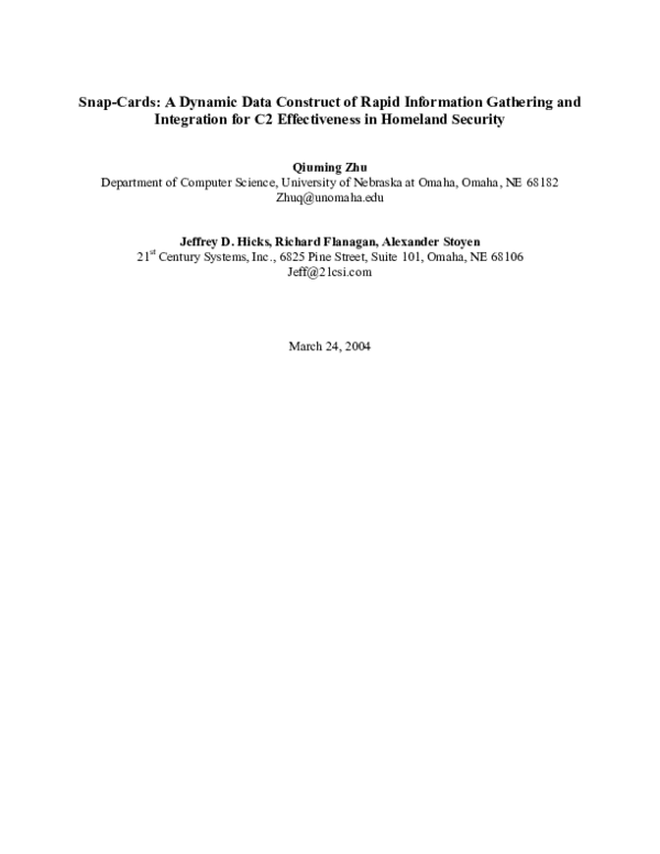 (PDF) Snap-Cards: A Dynamic Data Construct of Rapid Information ...
