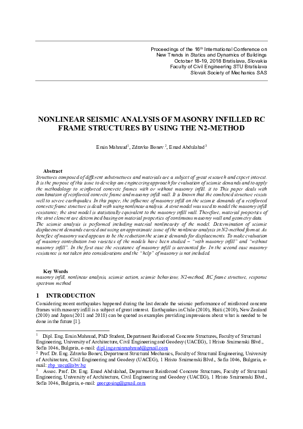 (PDF) NONLINEAR SEISMIC ANALYSIS OF MASONRY IN