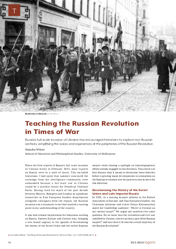 (PDF) Teaching the Russian Revolution in Times of War