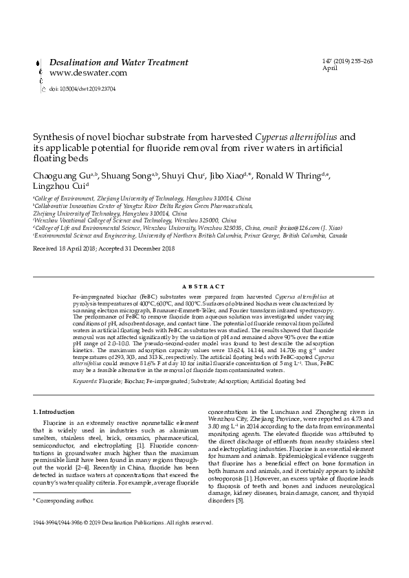 (PDF) Synthesis of novel biochar substrate from harvested Cyperus ...