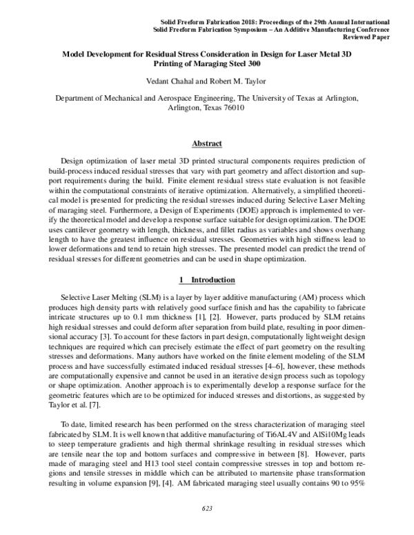 (PDF) Model Development for Residual Stress Consideration in Design for ...