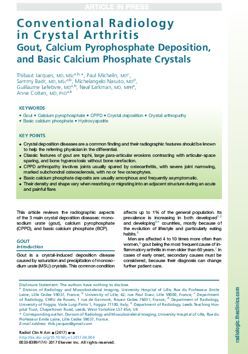 (PDF) Conventional Radiology in Crystal Arthritis
