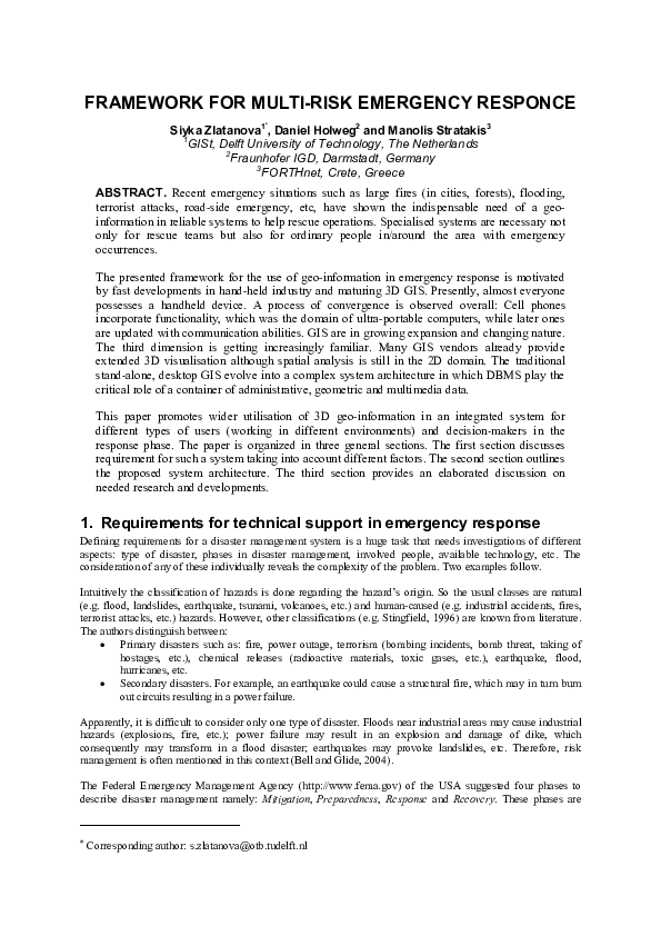 (PDF) Framework for Multi-Risk Emergency Responce