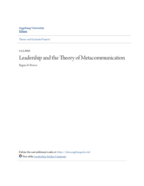 (PDF) Leadership and the Theory of Metacommunication