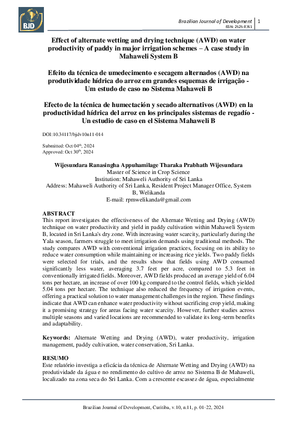 (PDF) Effect of alternate wetting and drying technique (AWD) on water ...