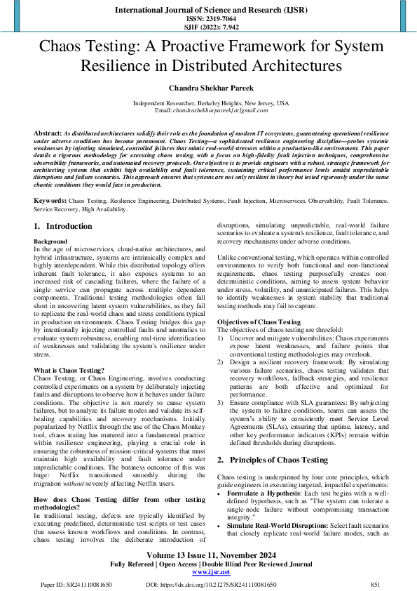 (PDF) Chaos Testing - A Proactive Framework for System Resilience in ...