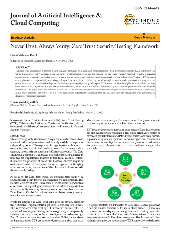 (PDF) Never Trust, Always Verify Zero Trust Security Testing Framework