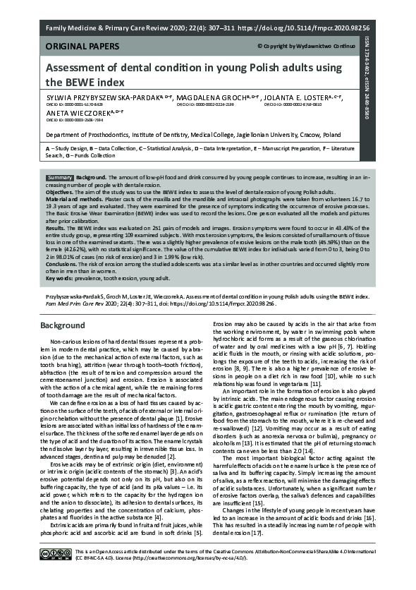 (PDF) Assessment of dental condition in young Polish adults using the ...