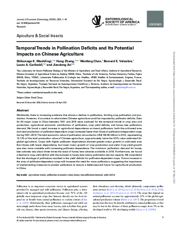 (PDF) Mashilingi et al. 2021 Temporal trends in pollination deficits and its potential impacts ...