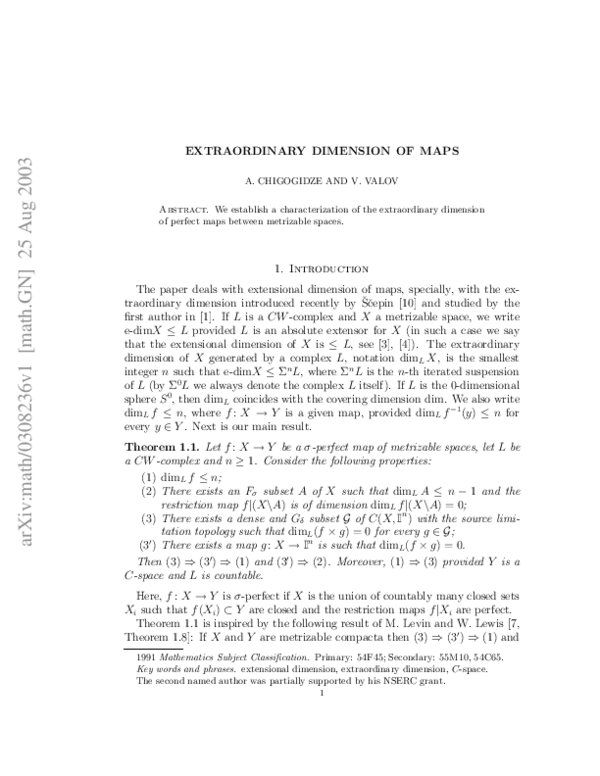 (PDF) Extraordinary dimension of maps