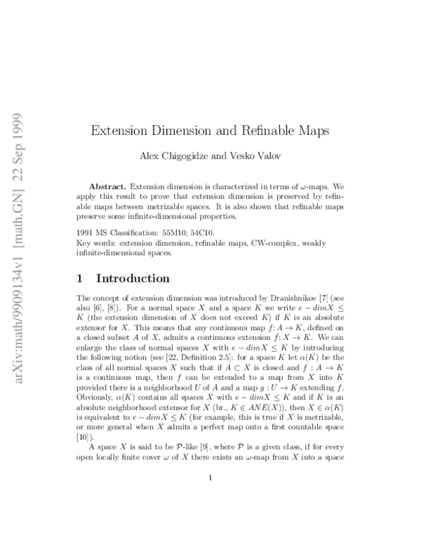 (PDF) Extension Dimension and Refinable Maps