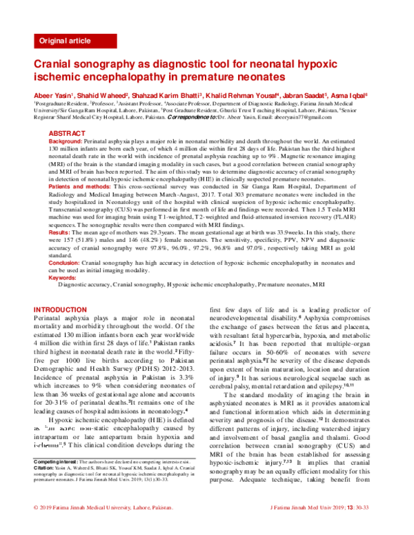 (PDF) Cranial sonography as diagnostic tool for neonatal hypoxic ...