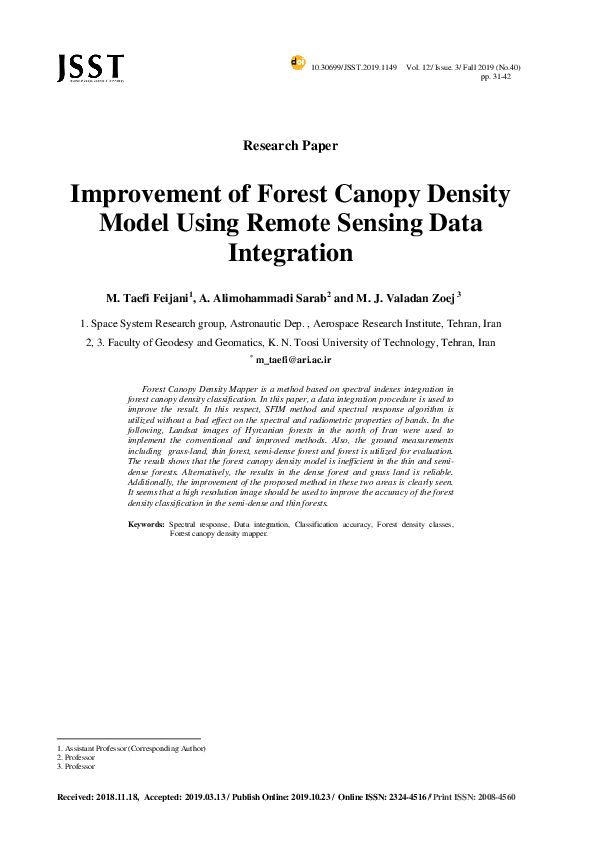 (PDF) Improvement of Forest Canopy Density Model Using Remote Sensing ...