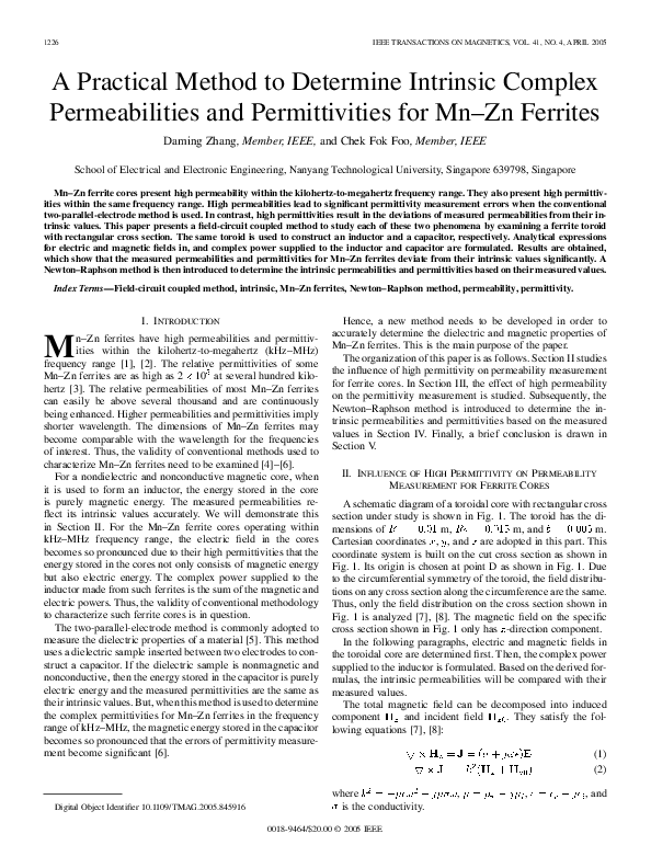 (PDF) A practical method to determine intrinsic complex permeabilities ...