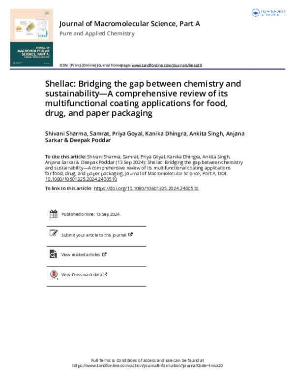 (PDF) Shellac Bridging the gap between chemistry and sustainability A ...