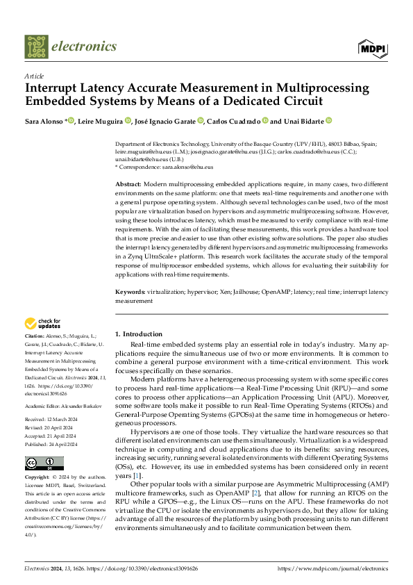 (PDF) Interrupt Latency Accurate Measurement in Multiprocessing Embedded Systems by Means of a ...