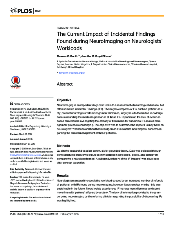 (PDF) The Current Impact of Incidental Findings Found during ...