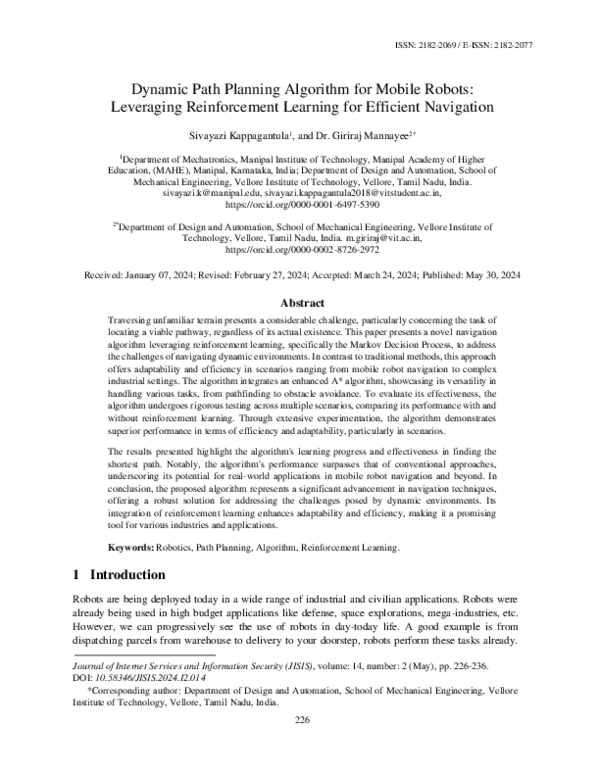 (PDF) Dynamic Path Planning Algorithm for Mobile Robots: Leveraging Reinforcement Learning for ...