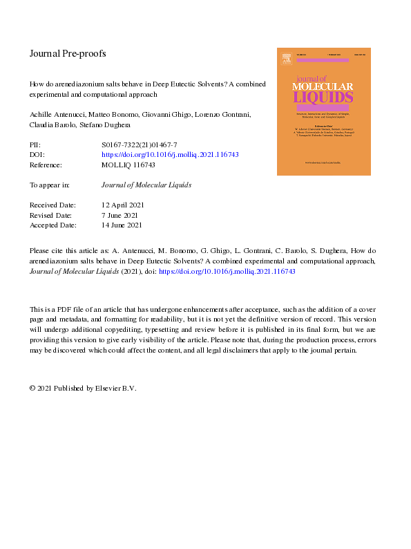 (PDF) How do arenediazonium salts behave in deep eutectic solvents? A ...