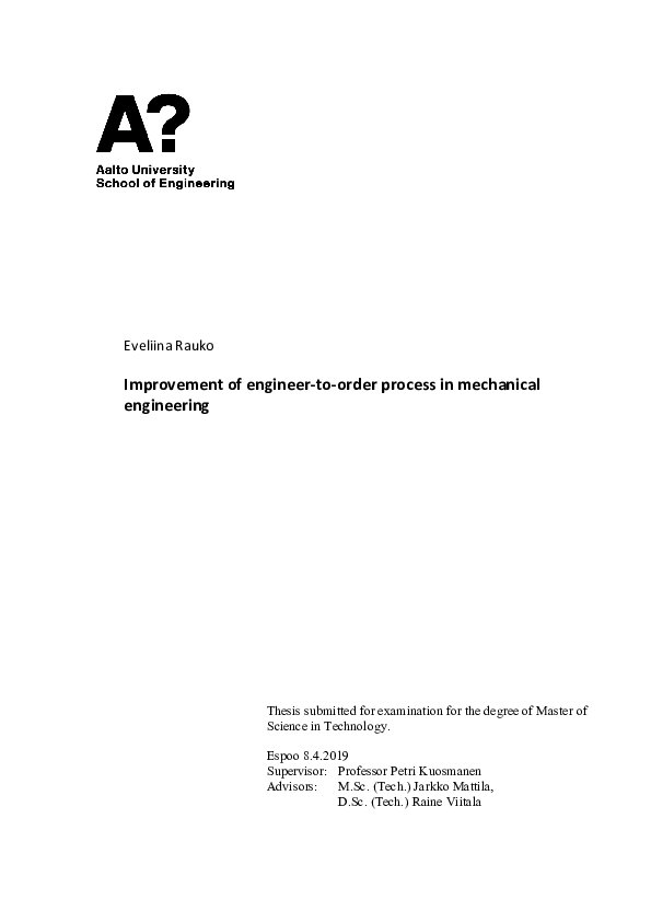 (PDF) Improvement of engineer-to-order process in mechanical engineering