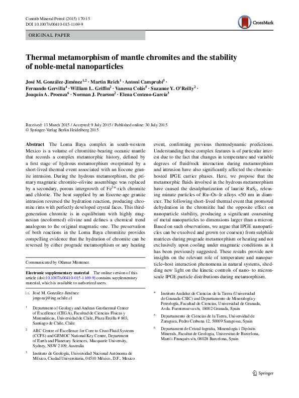 (PDF) Thermal metamorphism of mantle chromites and the stability of ...