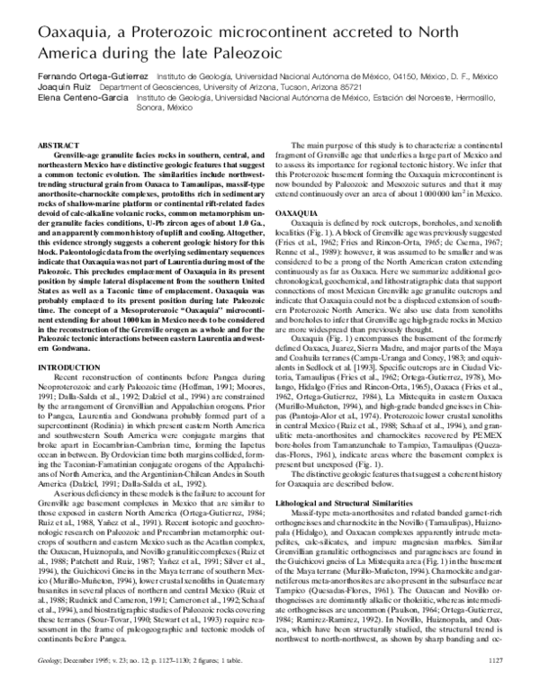 (PDF) Oaxaquia, a Proterozoic microcontinent accreted to North America ...