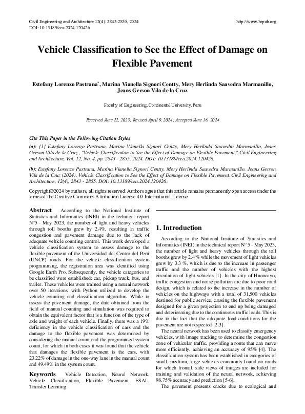 (PDF) Vehicle Classification to See the Effect of Damage on Flexible ...