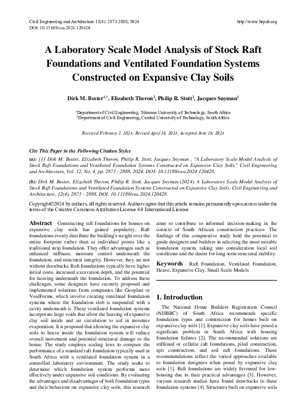(PDF) A Laboratory Scale Model Analysis of Stock Raft Foundations and ...