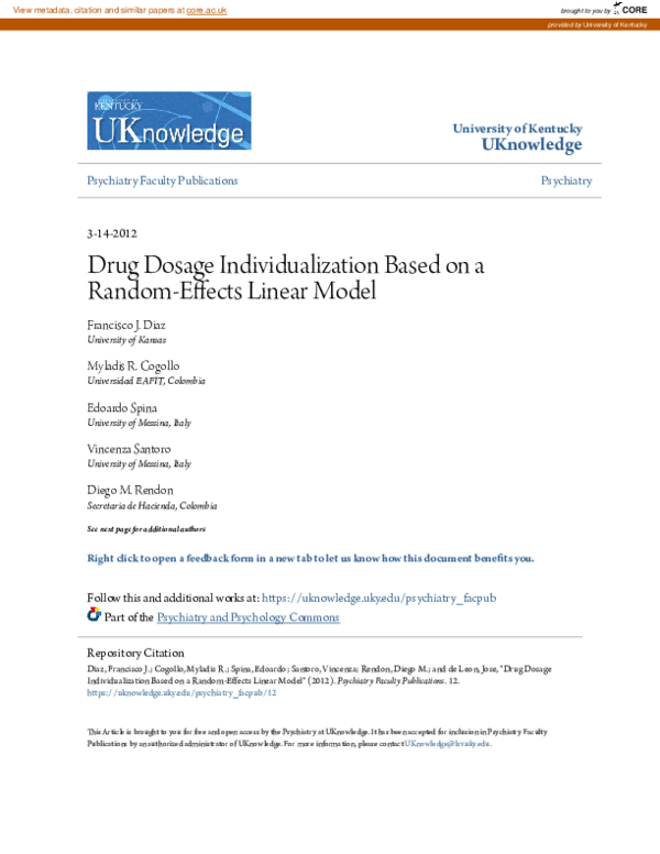 (PDF) Optimizing Drug Dosage with Linear Models