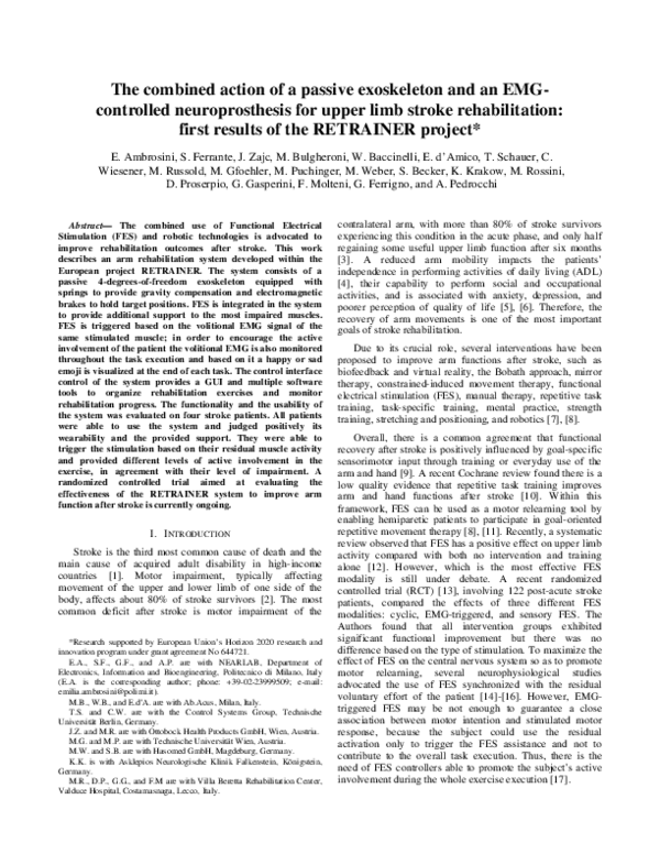 (PDF) The combined action of a passive exoskeleton and an EMG ...