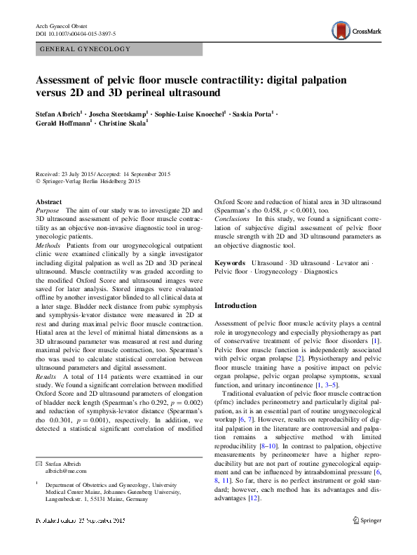 (PDF) Assessment of pelvic floor muscle contractility: digital ...