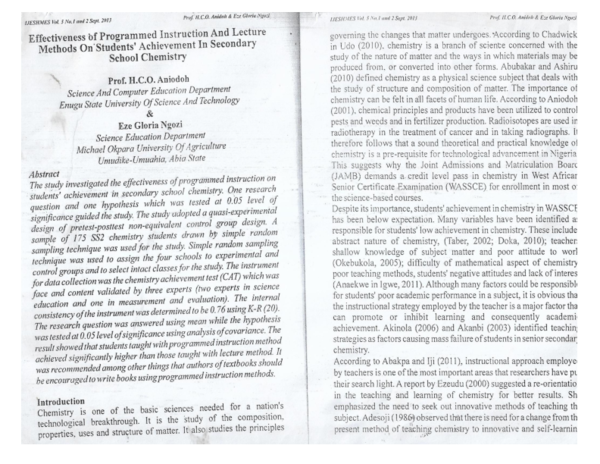 (PDF) Effectiveness of programmed Instruction and lecture method