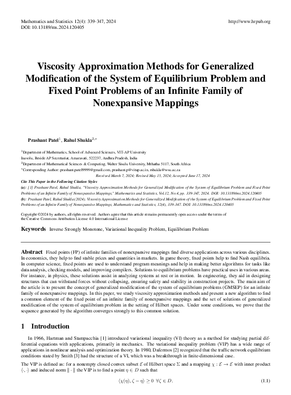 (PDF) Viscosity Approximation Methods for Generalized Modification of the System of Equilibrium ...