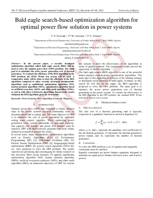 (PDF) Bald eagle search-based optimization algorithm