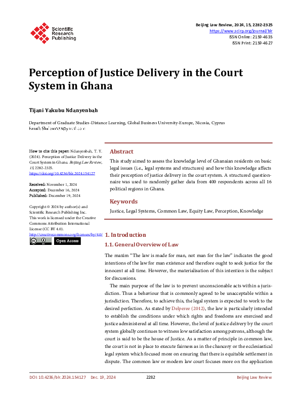 (PDF) Perception of Justice Delivery in the Court System in Ghana