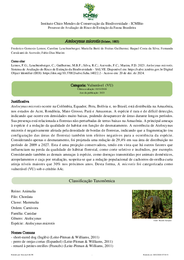 (PDF) Ficha de Atelocynus microtis
