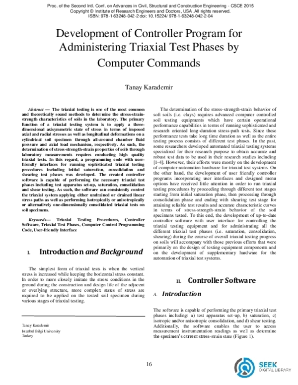 (PDF) Development of Controller Program for Administering Triaxial Test ...