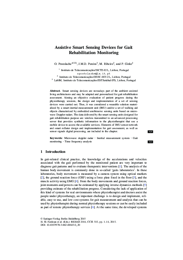 (PDF) Assistive Smart Sensing Devices for Gait Rehabilitation Monitoring