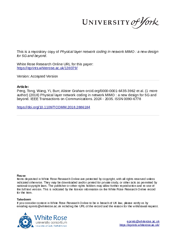 Pdf Physical Layer Network Coding In Network Mimo A New Design For