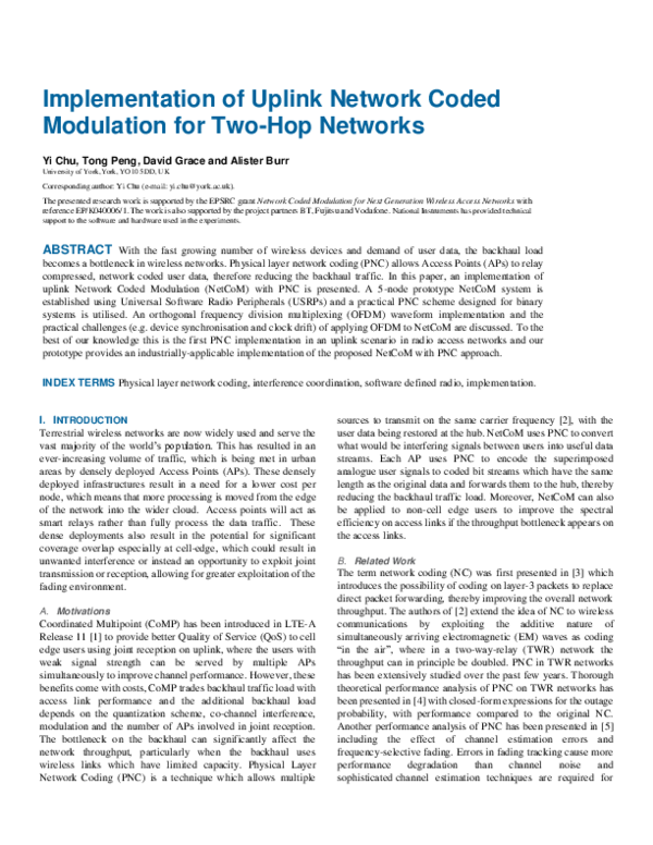 (PDF) Implementation of Uplink Network Coded Modulation for Two-Hop ...