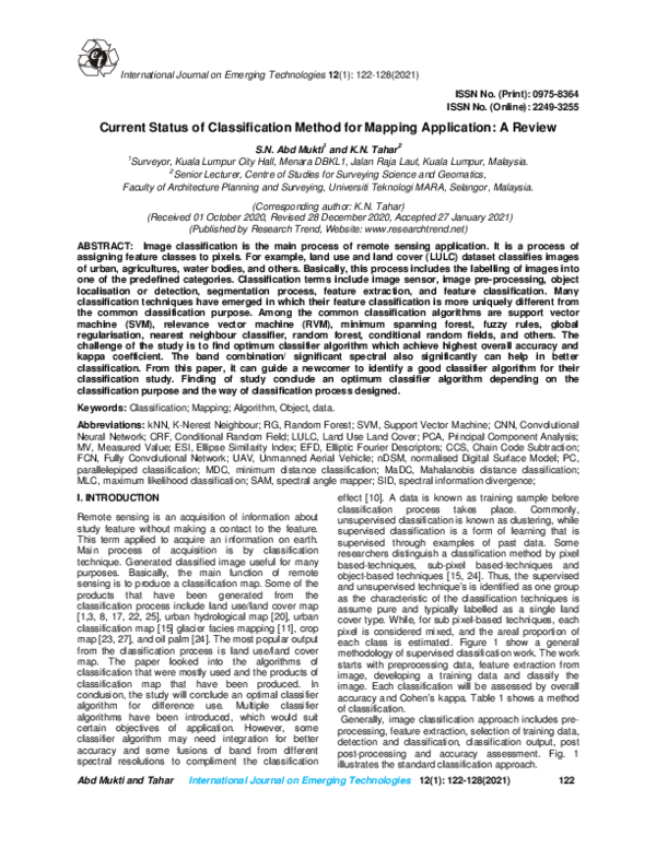 (PDF) Current Status of Classification Method for Mapping Application A ...