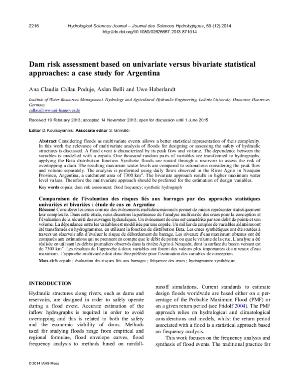 (PDF) Dam risk assessment based on univariate versus bivariate statistical approaches: a case ...