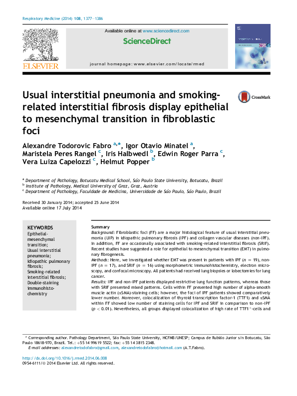 (PDF) Usual interstitial pneumonia and smoking-related interstitial ...
