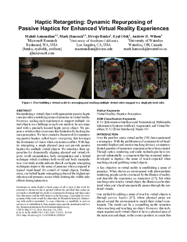 (PDF) Haptic Retargeting