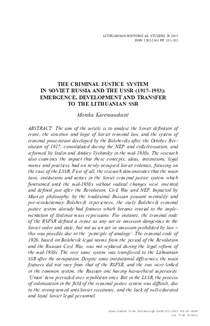 (PDF) The Criminal Justice System in Soviet Russia and the USSR (1917 ...