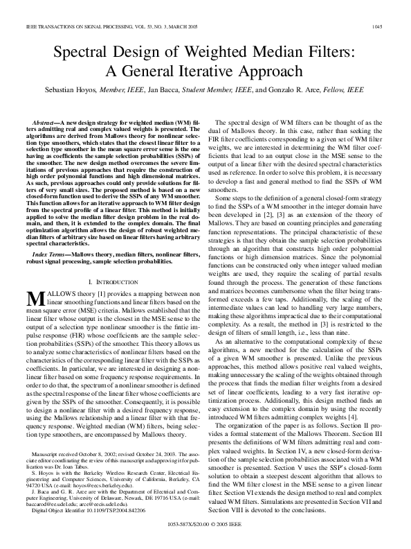 (PDF) Spectral design of weighted median Filters:A general iterative ... (PDF) Spectral design of weighted median Filters:A general iterative ...