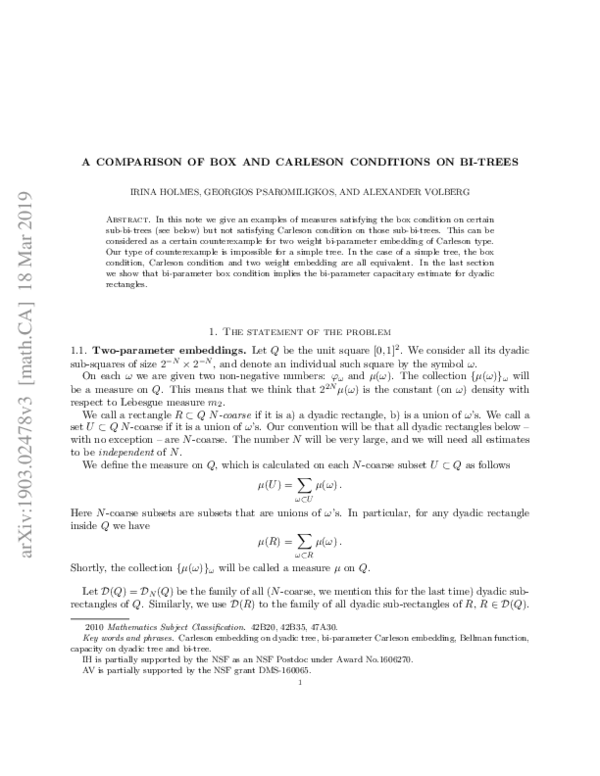 (PDF) A comparison of box and Carleson conditions on bi-trees