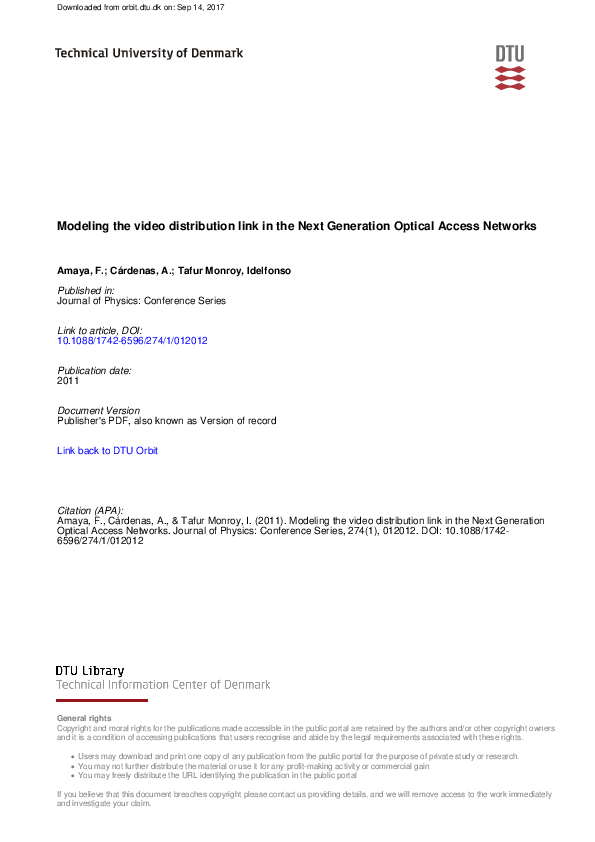 (PDF) Modeling the video distribution link in the Next Generation Optical Access Networks
