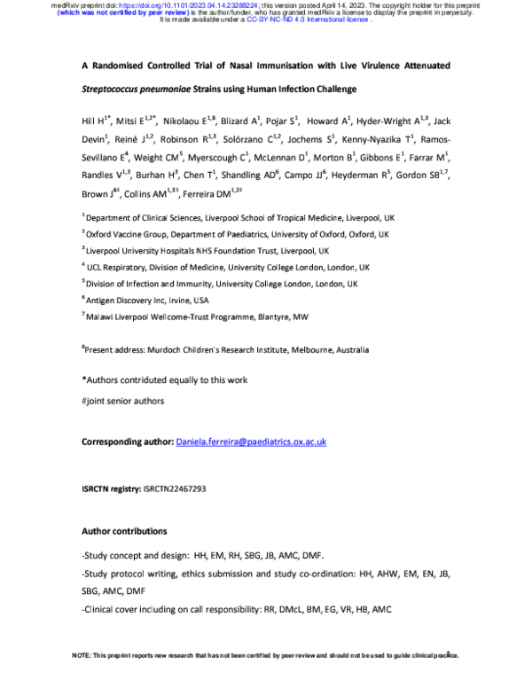 (PDF) A Randomised Controlled Trial of Nasal Immunisation with Live ...